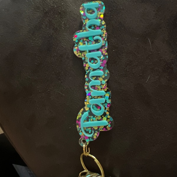 Personalized Acrylic Name Keychain: Polka Dot Backpack Tag - Etsy