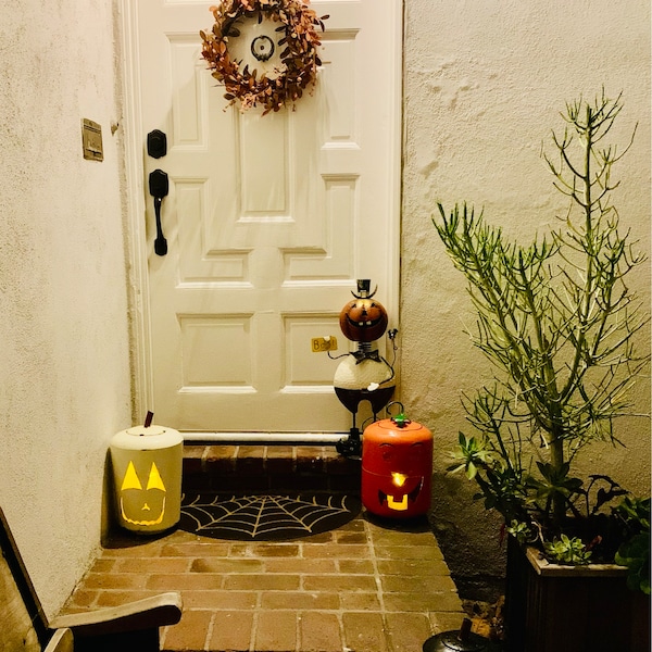 Jack-o-lantern Upcycled Helium Metal Pumpkin Yard Art Pumpkin Yard ...