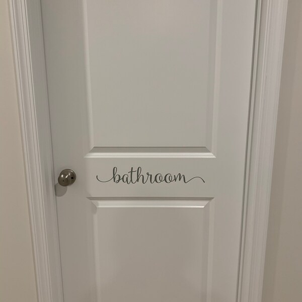 Bathroom Decal, Bathroom Door Sticker Decor, Washroom Vinyl Decal Sign ...