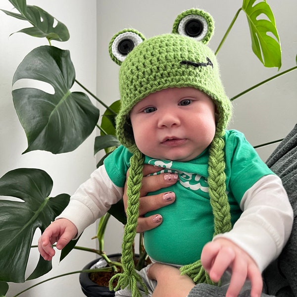 Crochet Frog Beanie / Frog Hat / Frog / Baby Photo Prop / Crochet ...
