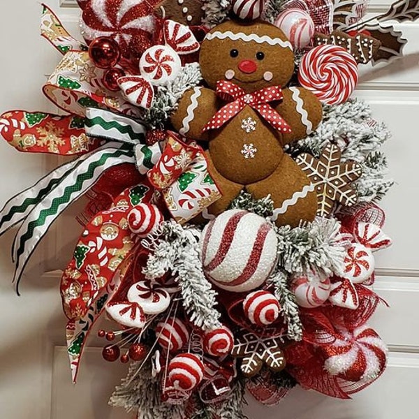 Gingerbread Wreath Attachment, Mini Christmas Gingie Decor, Gingerbread ...