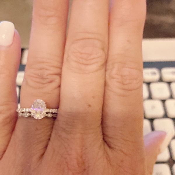 Oval Engagement Ring. Luxury Wedding Rings. Oval Ring Set. Sterling ...