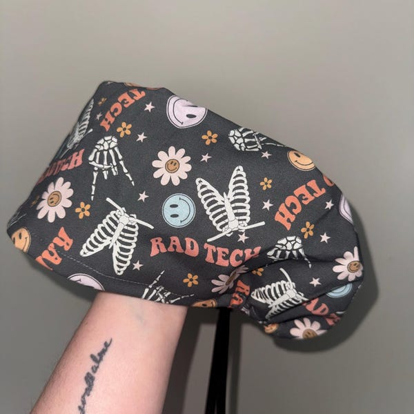 Rad Tech Scrub Hat| Radiology- X-ray Scrub Cap | Satin Lined Option ...