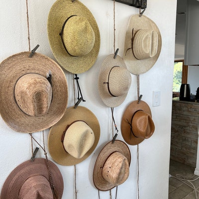 Hat Organizer Hat Wall Hanging Fedora Display Hat Rack Industrial Home ...