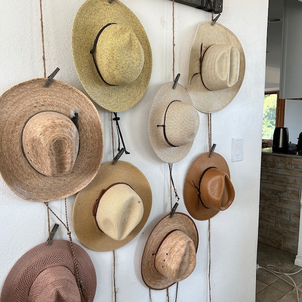 Hat Organizer - Hat Wall Hanging - Fedora Display - Hat Rack ...