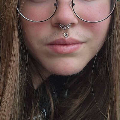 16G Spider Web Septum Ring Black Silver Clicker/cartilage/helix Earring ...