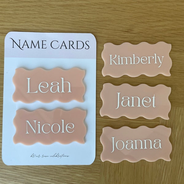 Wavy Name Cards | Acrylic + Laser | Personalised, Individual Guests ...