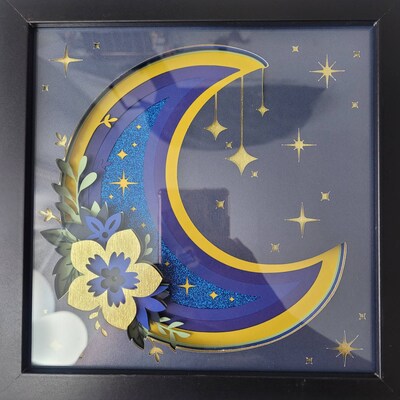3D Moon Welcome Shadow Box, Floral Svg, 3D Mandala, Flower Shadow Box ...