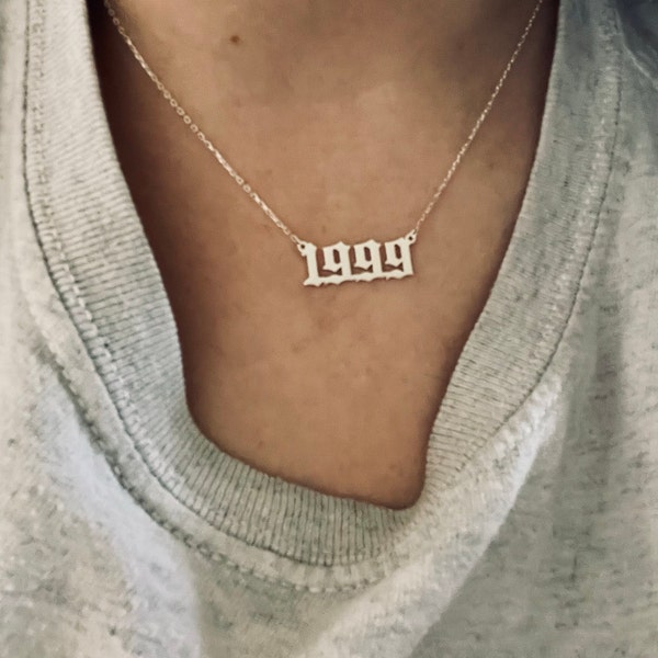 Year Necklace, Birth Year Necklace, Custom Date Necklace, Personalized ...