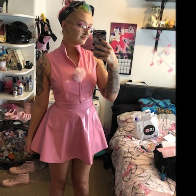 Pom Pom Powder Puff Pastel PINK Pvc CROP TOP - Etsy