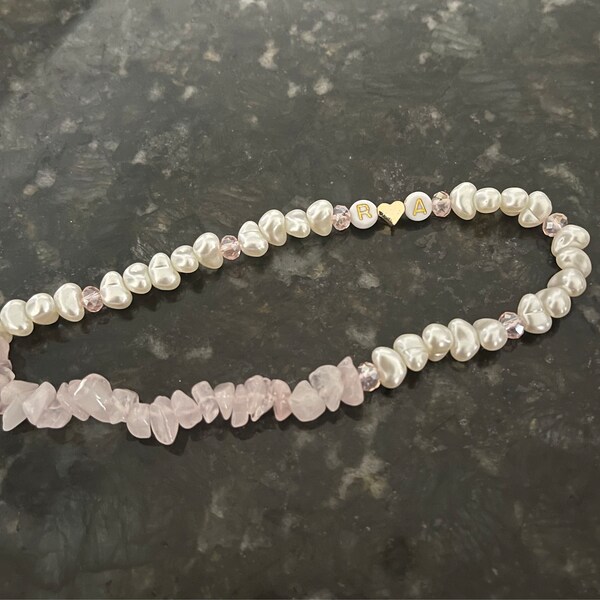 Rose Quartz Gemstone Phone Strap, Healing Crystals Phone Chain, Pearl ...
