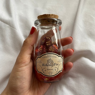 Alchemist Fire Dnd Potion Bottle Dice Set Red and Black Polyhedral Set ...