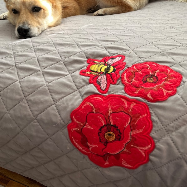 Poppy Embroidered Patch - Flower Patches - Poppy Designs - Jean Patches ...