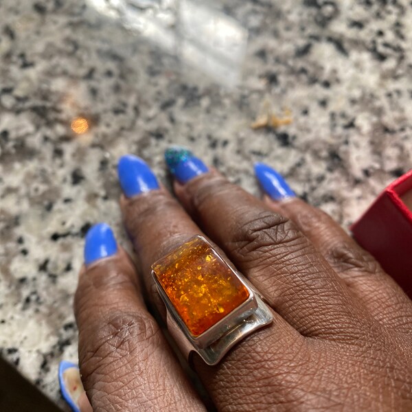 Vintage Sterling Silver and Baltic Amber Necklace, Colored Natural ...