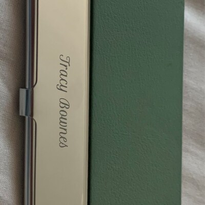 Personalized Business Card Holder in Text Handwritten Logo - Etsy