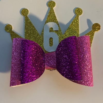 Birthday Crown Bow With Age Number Hair Bow Template Vector - Etsy