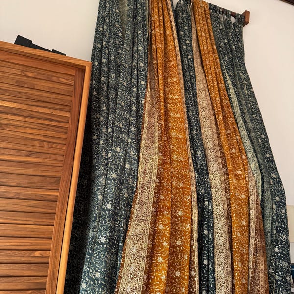 Muslin Boho Curtains Terracotta Living Room Curtains Handmade Natural ...