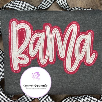 BAMA Double Stack Team Applique Design Hand Lettered Design - Etsy