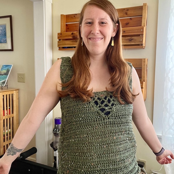 Crochet Tank Top Pattern Modern V-neck Tank Top Easy Summer Top DIY ...