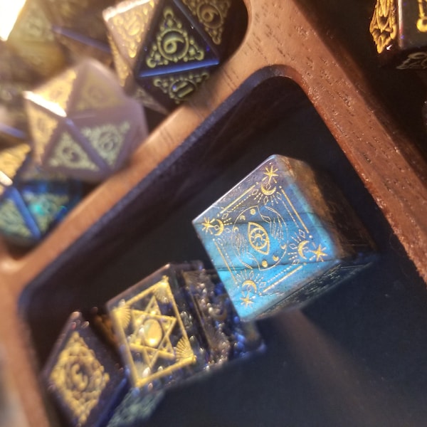 Full Set Labradorite Polyhedral Dice Set Set Warlock Style - Dungeons ...