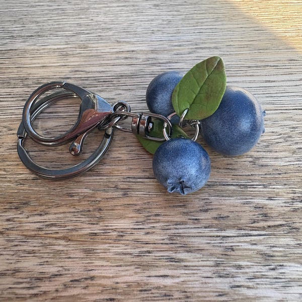 Handmade Big Blueberry Keychain, Blueberry Bag Charm, Berry Purse Charm ...