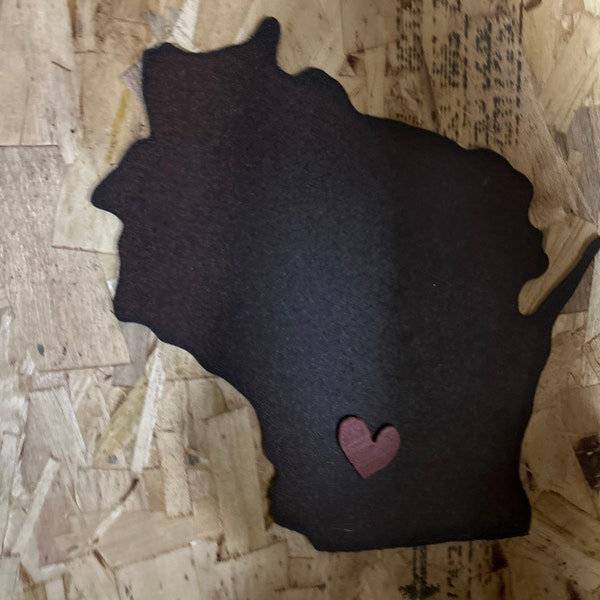 State of Wisconsin, Wisconsin Wall Hanging, Rustic Tin Wisconsin ...