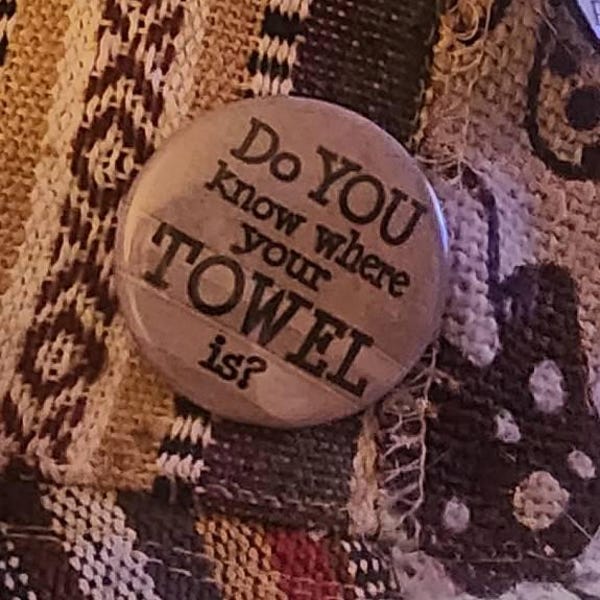 Hitchhikers Guide Pinback Button Set - Galaxy Don't Panic Answer ...
