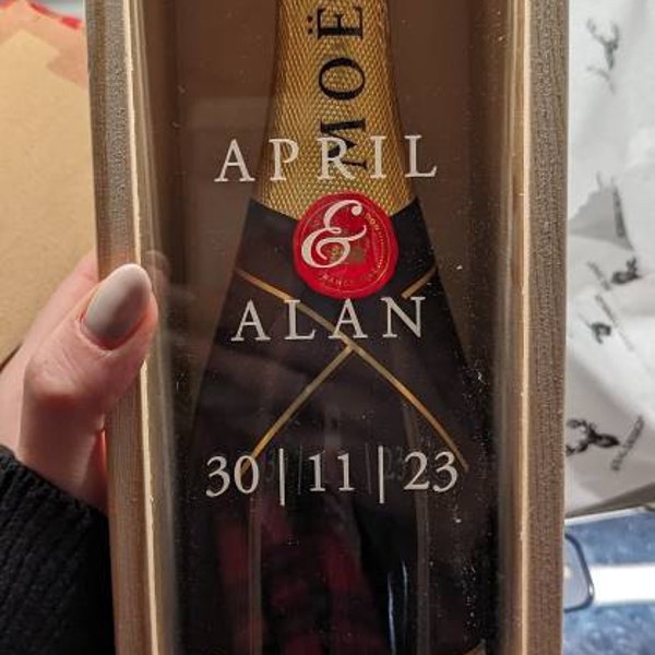 Personalised Engagement Bottle Box Personalised Engagement Gift Present ...