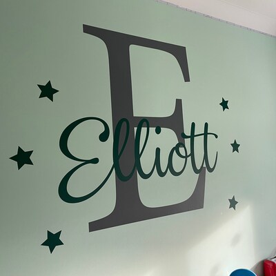 Personalised Name Wall Sticker Personalized Custom Initial Nursery ...