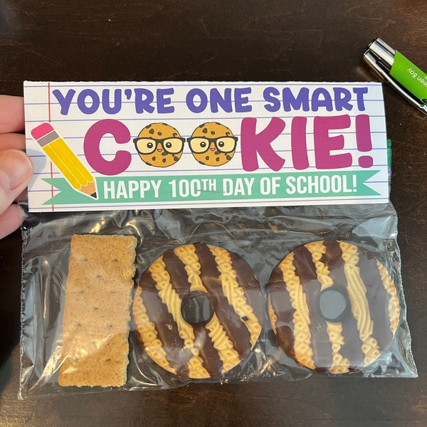 PRINTABLE You Are One Smart Cookie! Happy 100th Day! Tag | Instant ...