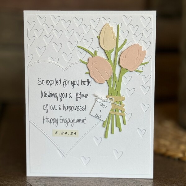 Personalized 3D Floral Engagement Card, Handmade Newly Engaged Card ...