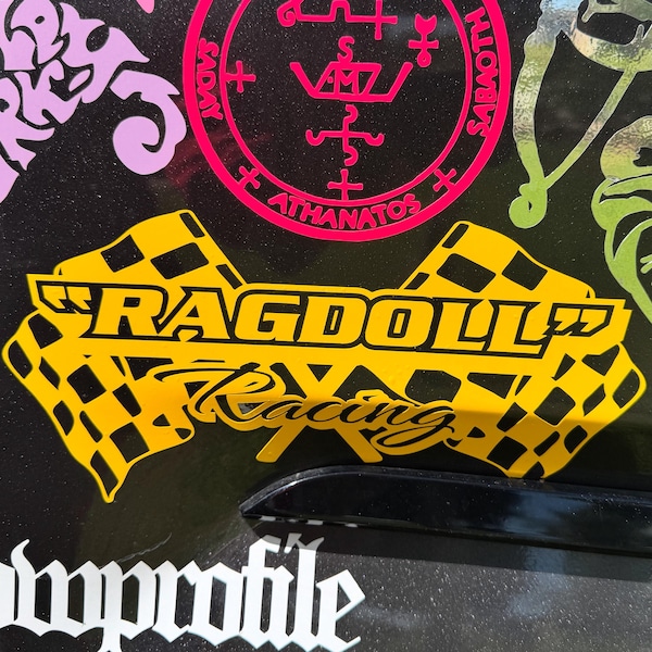 Personalized Racing Name With Checkered Flags Decal Sticker - Etsy