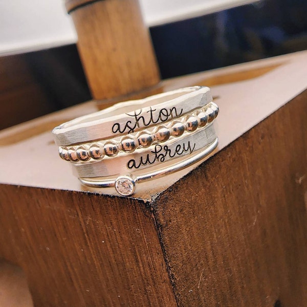 Stacking Name Rings | Stackable Name Rings | Custom Name Rings ...
