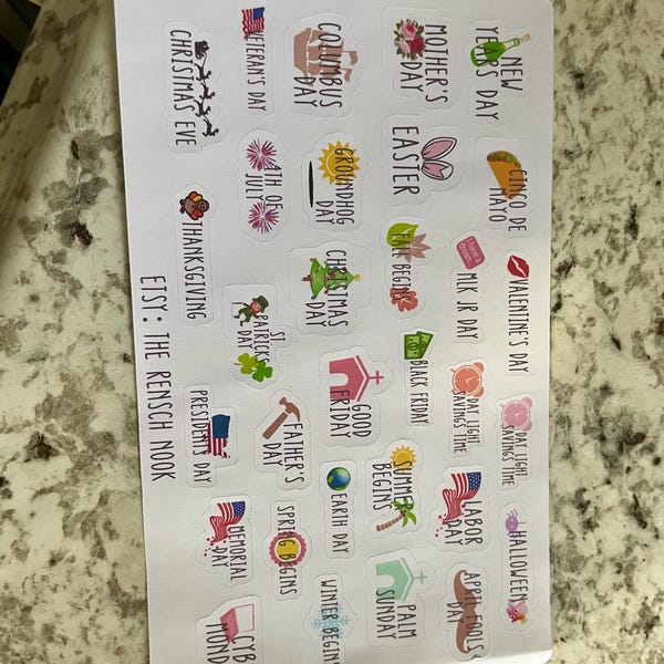 Holiday Planner Stickers - HS21 - Yearly Holidays - Calendar - Daily ...