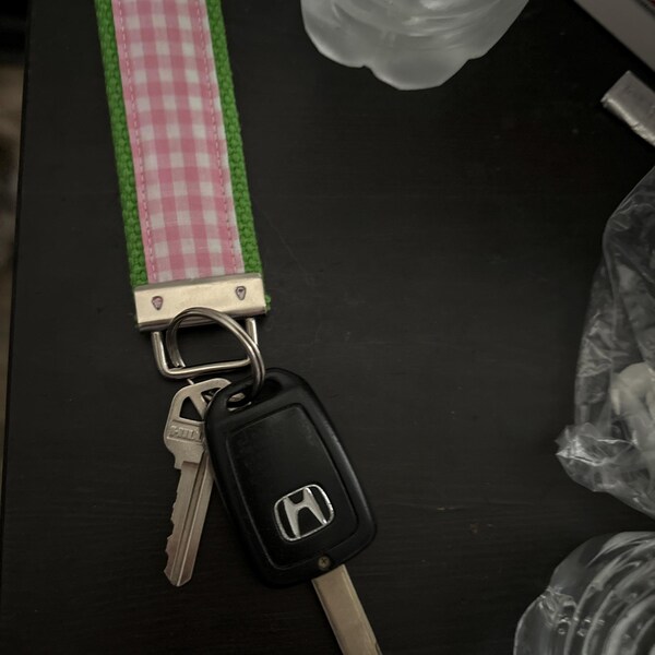 Blue Print Floral Key Fob Fabric Key Fob Navy Key Fob Blue Flower Key ...