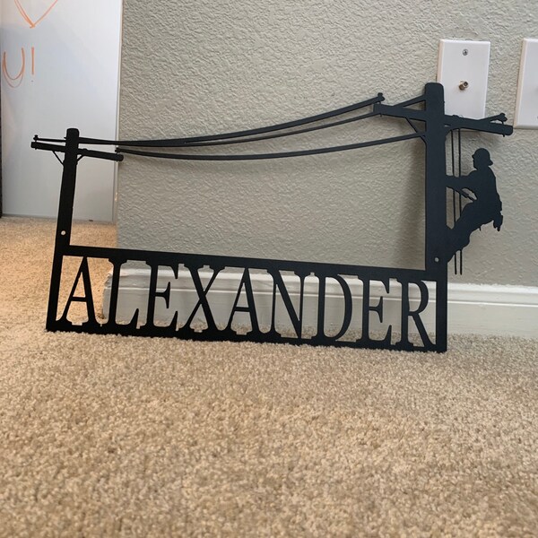 Lineman Last Name Metal Sign Lineman Gift Lineman Sign Personalized ...