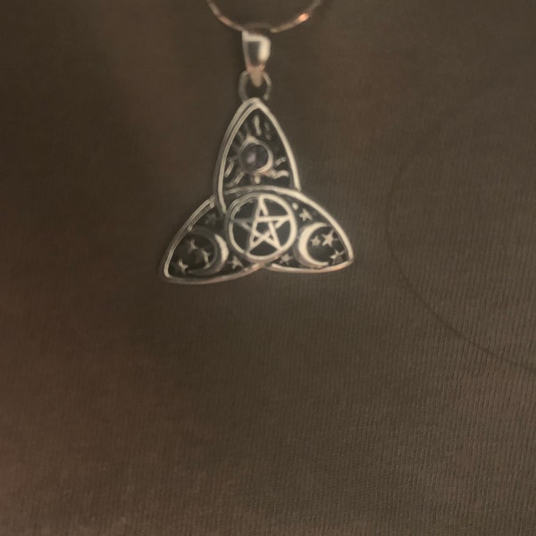Sterling Silver Celtic Triquetra Pentagram Pendant With Amethyst - Etsy