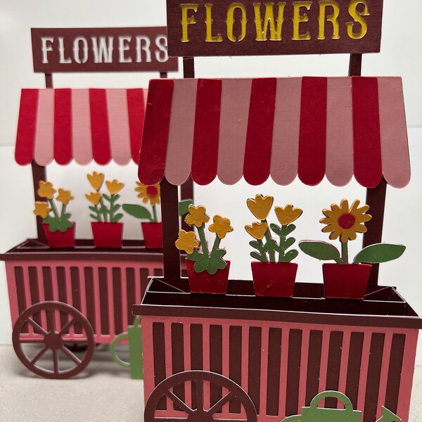 3D Flower Cart Card SVG: Mother's Day Papercut Design (digital Download ...