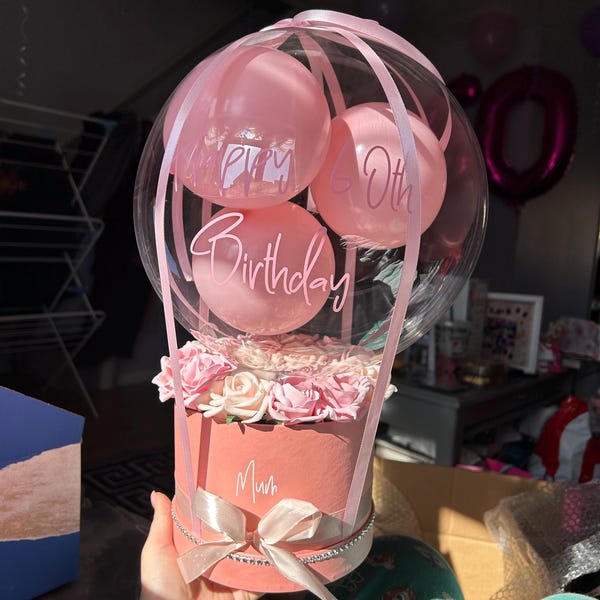 Hot Air Balloon Flower Box, Hat Box Flowers, Birthday Balloon ...