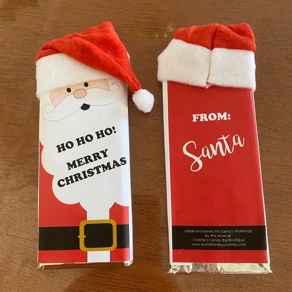 Santa Claus Candy Bar-personalized Stocking Stuffer With Santa Hat ...