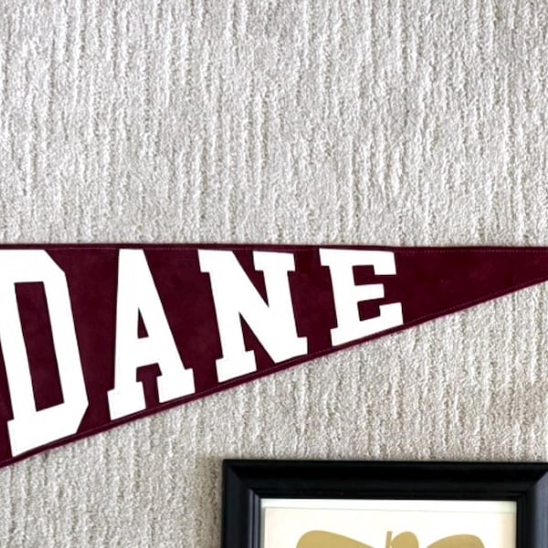 Large Single Word Custom Suede and Leather Pennant Flag Banner ...