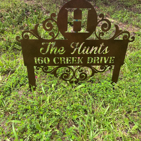 Custom Yard Sign Stake, Personalized Address Sign, Last Name Yard Stake ...
