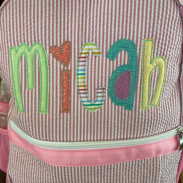 Scalloped Monogram Applique School Backpack, Personalized Bookbag ...
