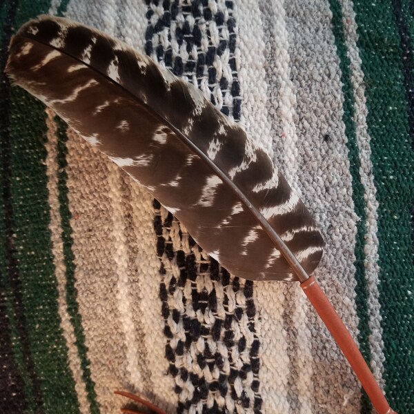 Prayer Feather W/ Deer Leather Fringe Native Made William Lattie ...