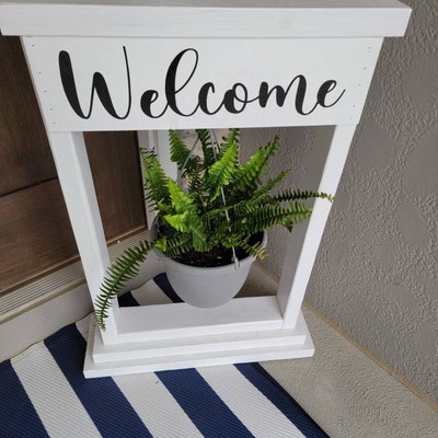 Welcome Planter Welcome Sign Hanging Basket Planter Flower Welcome ...
