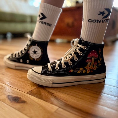 Blue Butterfly Floral Embroidery Converse Cottagecore Natural - Etsy