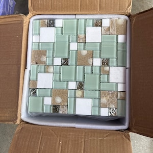 Rose Gold Backsplash Tile Bling Metal and Glass Mosaic Shiny Stainless ...