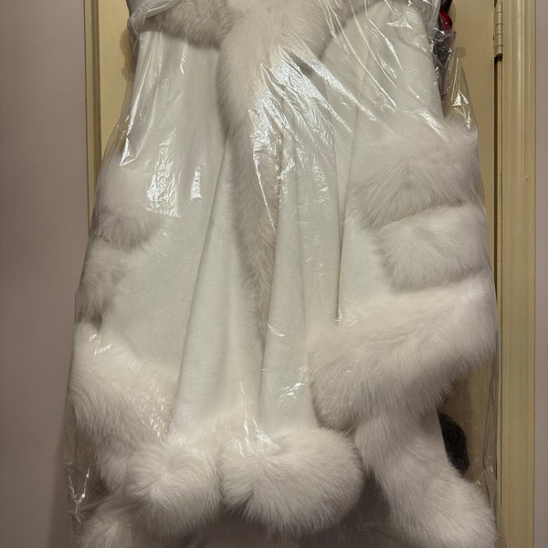 White Fur Wrap Fox Fur Stole Fox Fur Shawl Bridal Wrap Bridal Cape ...