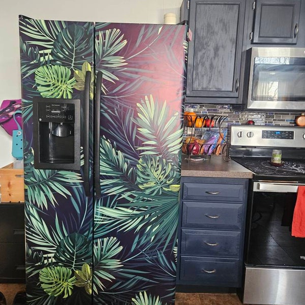 Fridge Wrap Tropical, Refrigerator Wrap Vinyl Side by Side, Fridge ...