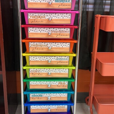 Modern Boho Rainbow 10-drawer Cart Labels editable - Etsy
